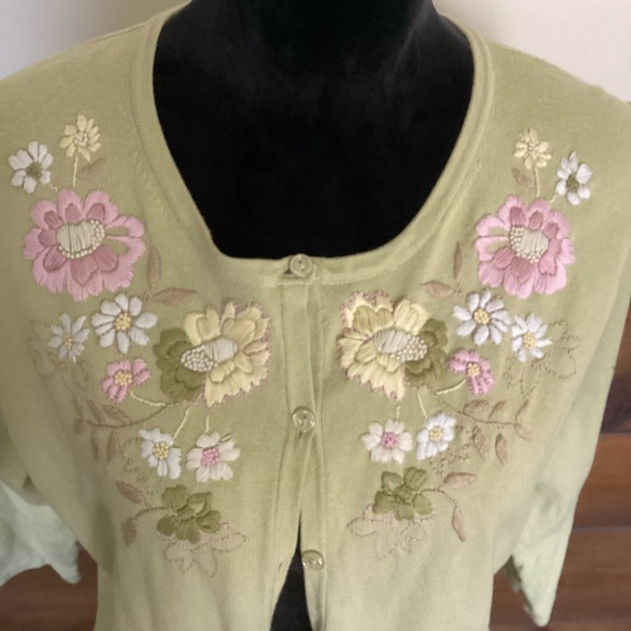 Kate Hill | Sweaters | Xl Spring Green Kate Hill Embroidered Little ...